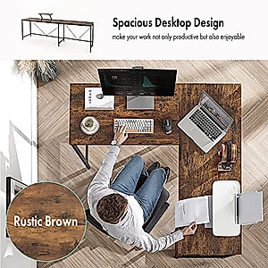 Narrow Entryway Table, Home Office Desk, Office Table, Computer Corner Desk with Monitor Stand, Space-Saving Computer Desk, Modern Wooden Desk, Easy to Assemble, Multi-Usage, Rustic Brown
