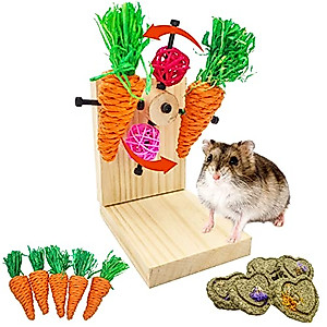 BNOSDM Wooden Foraging Toy for Small Animals Hamster Enrichment Foraging Toys Interactive Spin Guinea Pig Puzzle Toy for Dwarf Hamster Guinea Pig Chinchilla Rat Rabbit Chinchilla Bunny