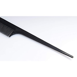 Diane Ionic Rat Tail Comb – Anti-Static Fine Tooth Comb and Hair-Cutting, Styling Tool for Women, Men, Hair Stylists, Barbers with Long Thin Handle, Black, 8 Inches, DBC043