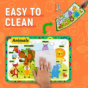 teytoy Kids Placemats Set of 5, Laminated Toddler Educational Learning Table Place Mats, Ball Weather Animal Fruit Vehicle, Children Montessori Eat Mat Non Slip Waterproof Heat Resistant