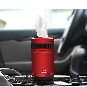 KOOMTOOM Car Cup Holder Tissues Tube Holder Box Alloy Tissues Storage Detachable Easy Cleaning 5.23" * 2.83"(H*D) for BMW 3 Series /5 Series /7 Series /X1/X3/X5/X6 / Lexus RX300 etc (Christmas Red)