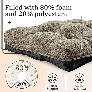 Cozyide Non-Slip Rocking Chair Cushion Set, Soft Rocking Chair Pads Set with Adjustable Ties, Includes Seat Cushion 17x17 Inches & Back Pillow 21x17 Inches, Khaki