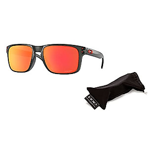 Oakley Holbrook Asian Fit OO9244 Low Bridge 924428 56MM Grey Smoke/Prizm Ruby Rectangular Sunglasses for Men + BUNDLE Accessory Leash + BUNDLE with Designer iWear Eyewear Kit