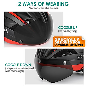 VICTGOAL Detachable Magnetic Bike Helmet Goggles Visor Especially Deisgned for VG110/VG112 Bicycle Helmet (Black)