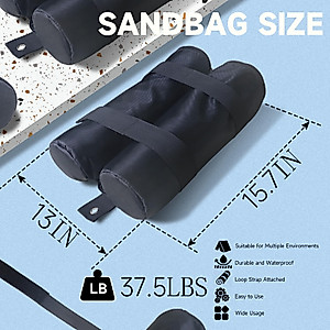 Inlun Outdoor Canopy Weights Leg Weights Sand Bags for Canopy, Patio Umbrella, Outdoor Furniture, 4pcs-Pack (Black)