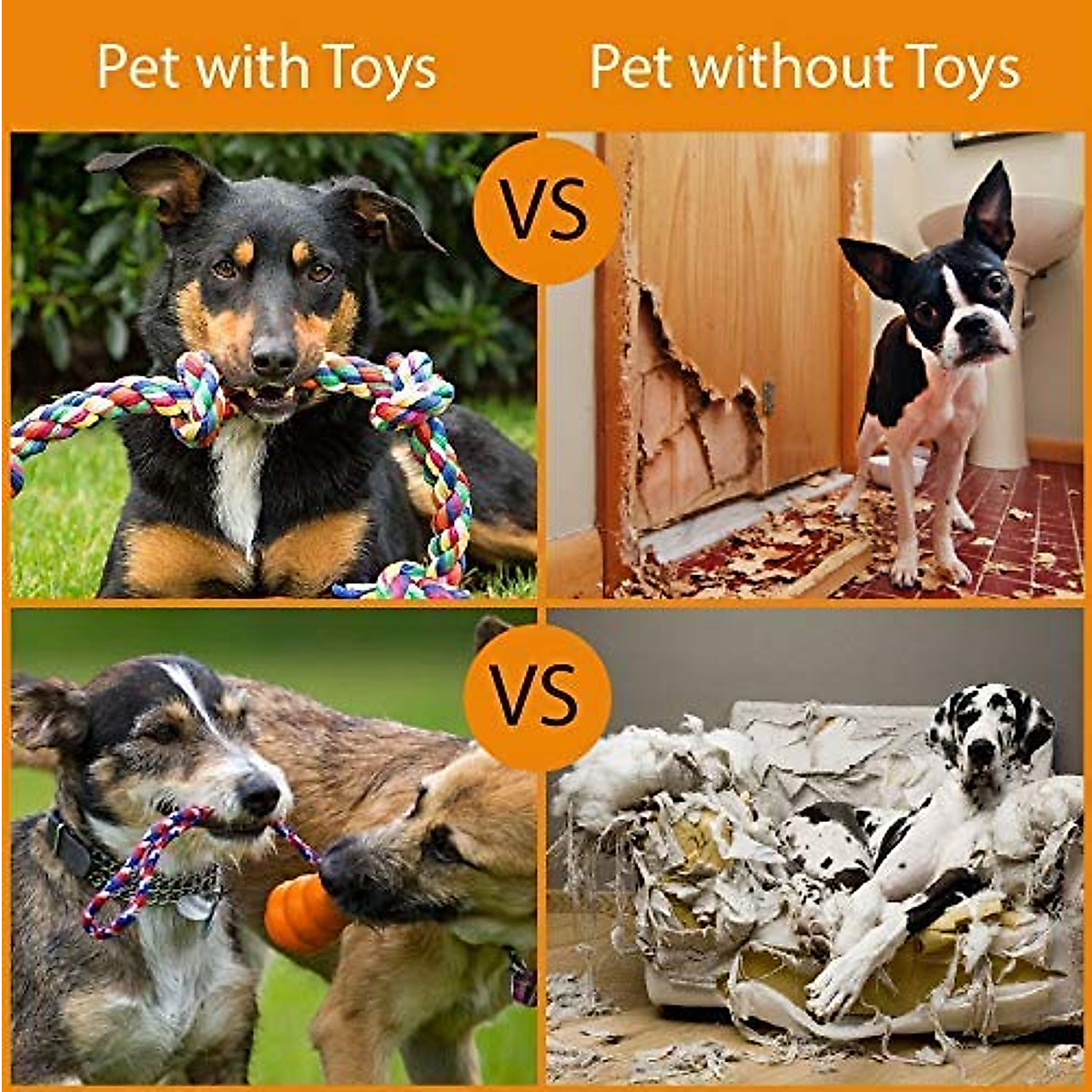 BK PRODUCTS LLC 7 Dog Chew Toys Made of All-Natural Cotton for Small Breeds and Puppies – Dog Rope Toy Set Stimulates Gums, Helps Fight Plaque and Relieves Boredom and Separation Anxiety
