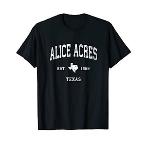 Alice Acres Texas TX Vintage Athletic Sports Design T-Shirt