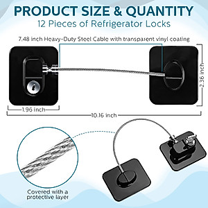 12 Pack Refrigerator Lock with 12 Keys Fridge Locks Combination Adhesive Child Safety Cabinet Lock Freezer Door Lock for Kid Child Adult File Drawer Kitchen Appliance Furniture Closet (Black)