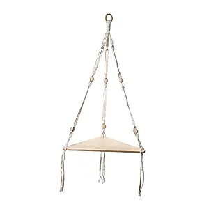loensy Macrame Hanging Shelf Corner Rope Shelf Floating Shelf for Bookshelf Indoor