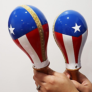 Salsa Style - Puerto Rican Flag Rawhide Maracas - Maracas Professional Sound