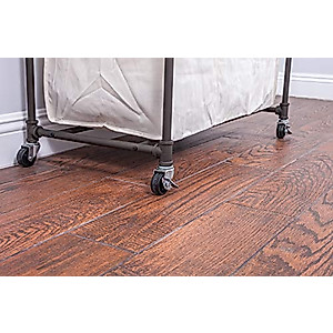 Real Home Innovations 028-28003 Modern Industrial Style 3 Section Laundry Sorter, 33.24” W x 17.10” D x 30.50”H, Satin Pewter