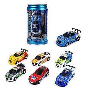 haomsj Mini Coke Can Speed Rc Radio Remote Conrtol Micro Racing Car with Led Lingts Kids Toys Gift (1PC)