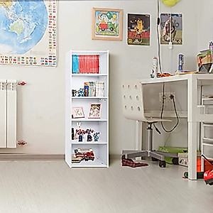 ZENY 5-Tier Shelf Bookcase, Freestanding Wood Storage Display Open Bookshelf for Home Office, White