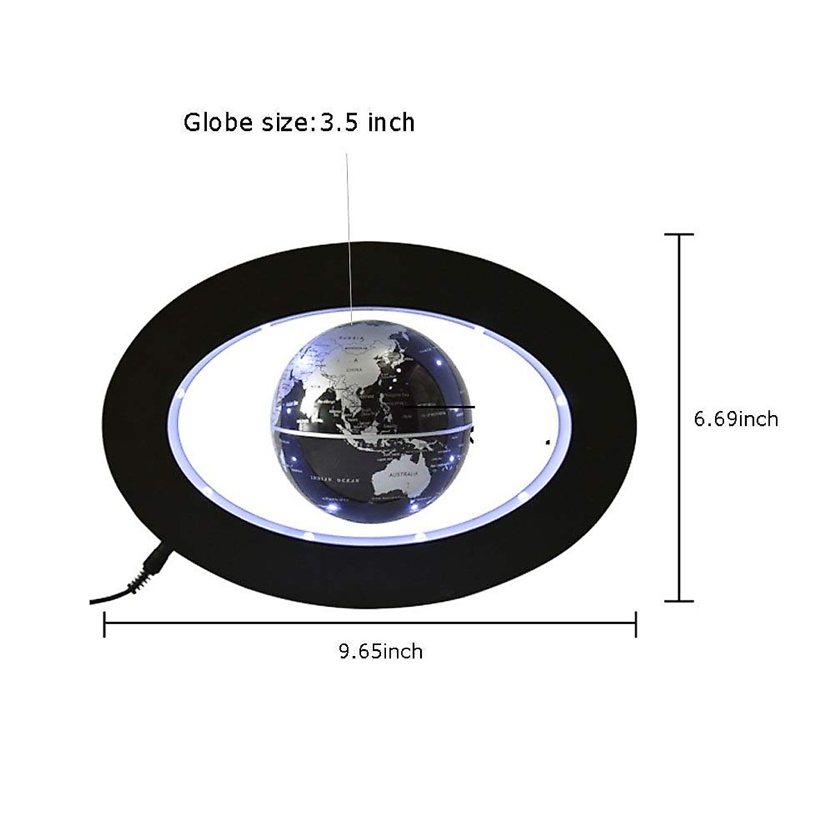 FUZADEL Magnetic Levitation Floating Globe Levitating Globes Floating Desk Levitation Floating World Globe Magnetic World Map LED Night Light Globe Magnetic Levitation Globe Lamp (Valentines Gift)