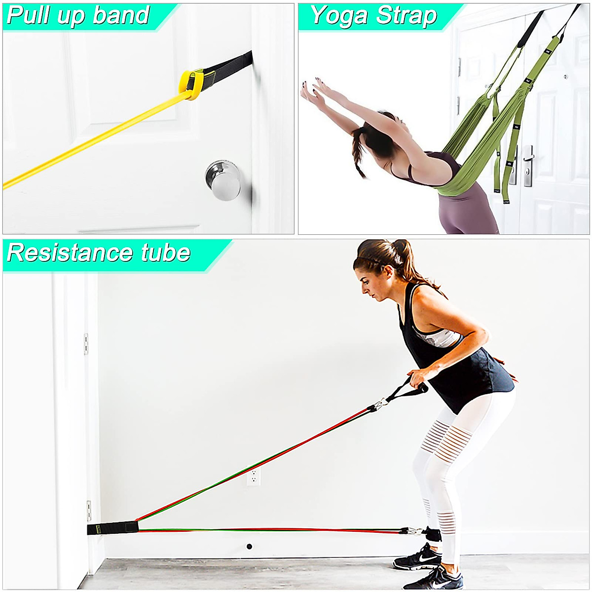 Manificent Door Anchor for Resistance Bands, Heavy Duty Padded Door Anchor System Door Hook, Must-Have Workout Exercise Bands Attachment Compatible for Loop Bands, Resistance Tube TRX, Yoga Strap