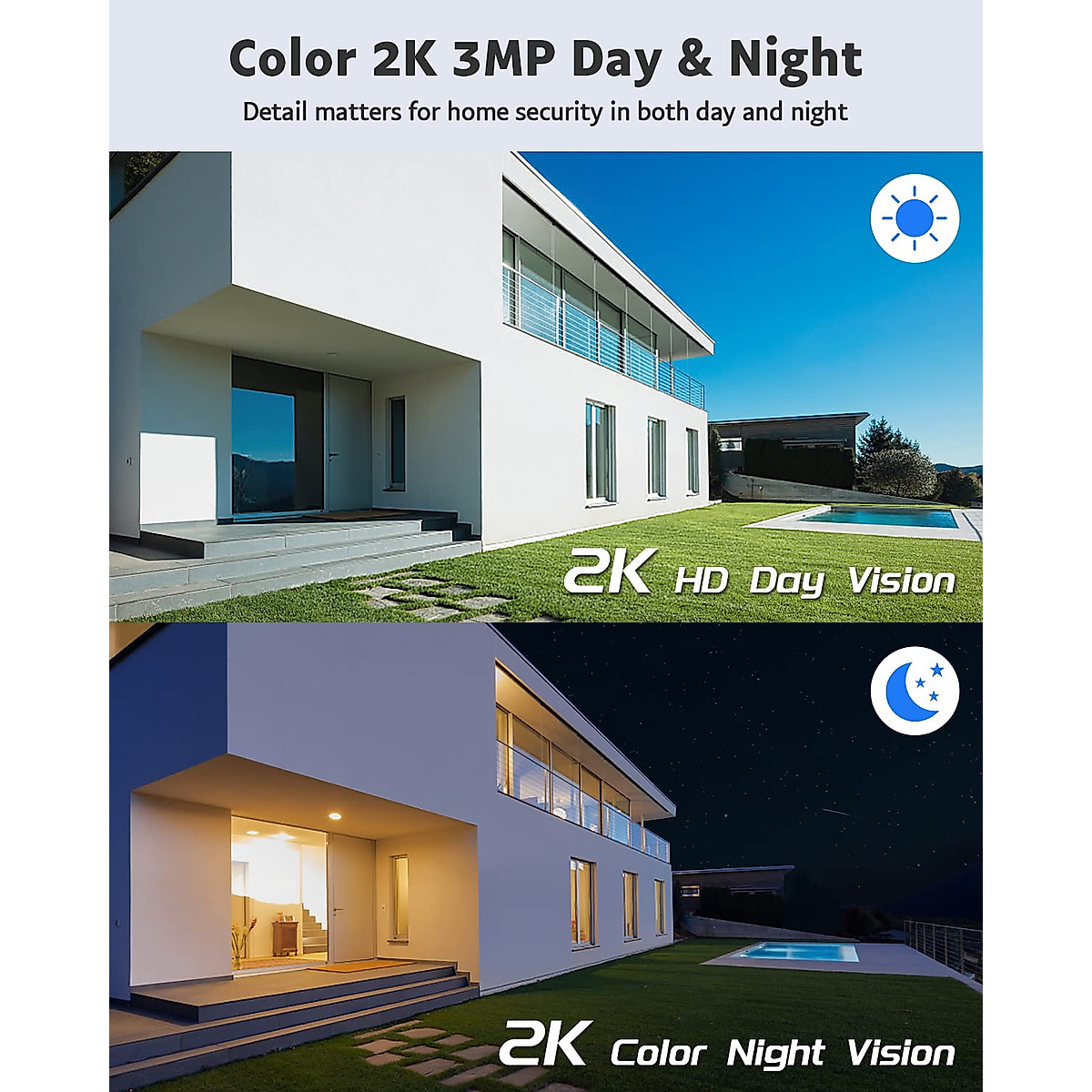 Bestsee Solar Security Camera Outdoor, 2K 360° View PTZ 2.4G Wireless Cameras for Home Security with Mobile App, Spotlight & Siren/3MP Color Night Vision/2-Way Talk/AI Motion Detection/SD/Cloud