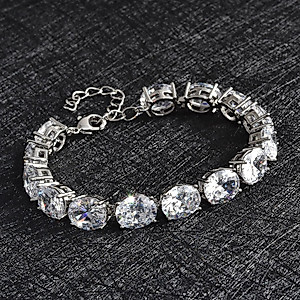 SHOP LC DELIVERING JOY Cubic Zirconia Tennis Bracelet White Diamond Simulated Bracelets for Women 8" Ct 27.22 Birthday Gifts for Women
