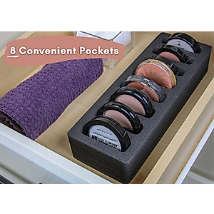 Polar Whale Compact Organizer Stand Premium Durable Black Foam Tray Washable Waterproof Insert Storage for Home Bathroom Bedroom Cosmetic 11.7 x 4 x 2 Inches 8 Compartments