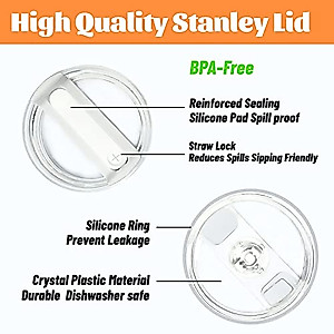 EXQUILEG 40 OZ Tumbler Lids Fit for Stanley Cup, Replacement Lids Fit for Stanley Adventure Quencher Travel Tumbler 40 OZ, Clear Spill Proof Tumbler Cover for Stanley Cup Accessories (2 Pack, White)