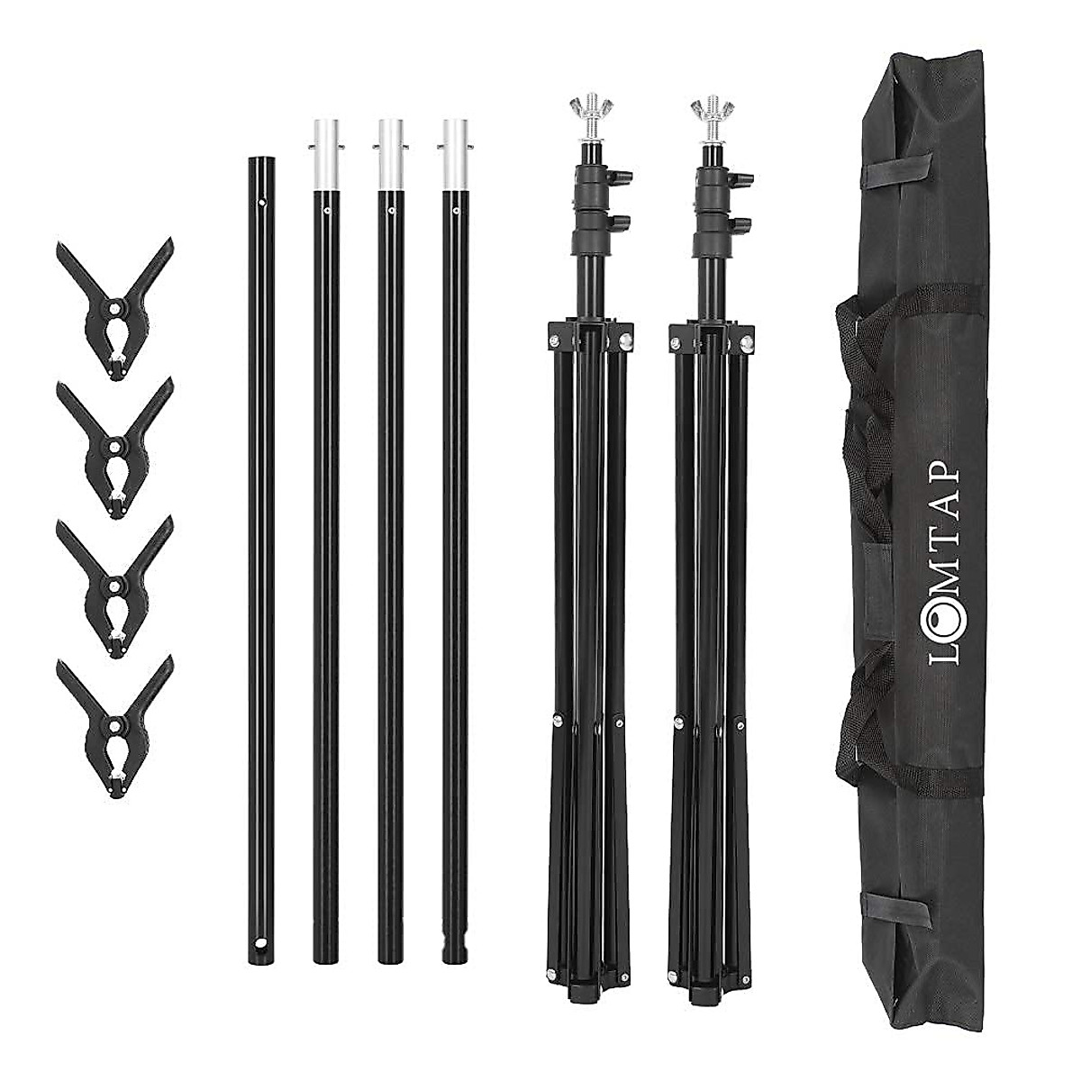 LOMTAP Background Stand Heavy Duty 6.5x10ft/ 2x3m Backdrop Support System Photography Photo Video Studio Kit with Carrying Bag for Adjustable Height and Width Shooting Photo Studio