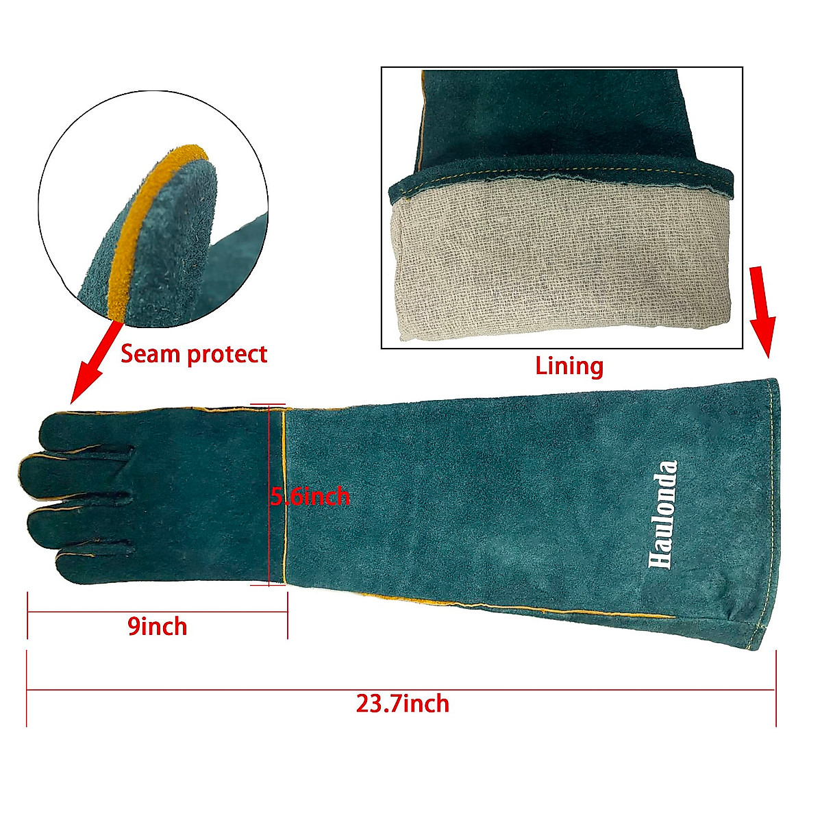 23.7 inch Animal Handling Gloves Bite Proof,Multipurpose Pet Glove for Grabbing Reptile, Grooming, Trips to Vet. Puncture & Scratch Resistant, Bite Proof for Cat Dog Bird Falcon Livestock Snake Large