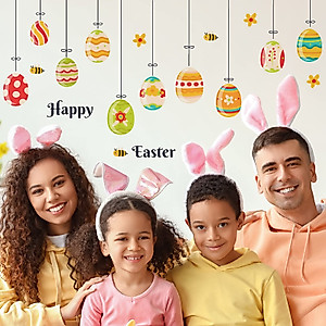 Happy Easter Wall Decals Eggs Wall Stickers Peel and Stick Easter Wall Decorations Window Clings for Nursery Classroom Kids Room Baby Bedroom Home Kitchen Easter Party Decoration (Eggs)