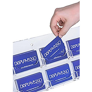 Displays2go BC10CL Tabletop or Countertop Business Card Rack, Slant Back Design with 10 Pockets, Clear