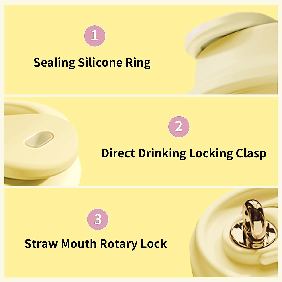 GOOM 18oz Spill Proof Tumbler with Lid and Straw, 18/10 Stainless Steel Insulated Water Bottle with Flip Lid and Straw Mouth Rotary Lock, 6-Layer Wall Insulated Coffee Tumbler - Yellow