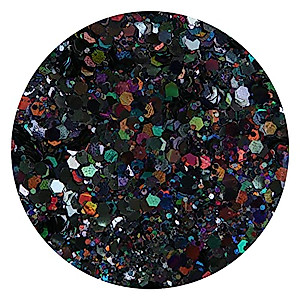 TORC 4 OZ Black Holographic Glitter 4 Ounce Mix Chunky Glitter Bulk for Resin Craft Cosmetic Art Festival Decoration