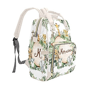 Liveweike Animals Elephant Safari Giraffe Personalized Diaper Bag Backpack Custom Name Daypack Large Mommy Bag for Teen Girl Boy Student Option 5