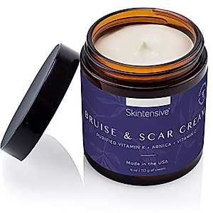 SKINTENSIVE Highest Purity Organic Arnica Plant-Based Bruise Cream for Thin Skin - Moisturizing, Anti-Aging, Healing, and Fading Scar Lotion, Vitamin K C and E, Skin Renewal