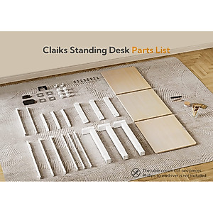 Claiks Triple Motor L Shaped Standing Desk, 63 x 55 inch Corner Stand Up Desk, Adjustable Height Desk with Splice Board, White Frame/Nature Top