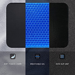 Cozy Gel Slim Seat Cushion with Non-Slip Grip Cover & Cooling Gel Technology for Coccyx, Sciatica, Wheelchair, Pressure, Tailbone, and Back Pain Relief - Long Sitting, Home Office and Travel (Black)