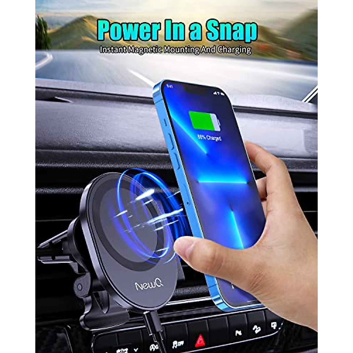 Magnetic Wireless 15W Max Car Charger and Mag-Safe Mount Hold for iPhone 12/13/ 14/Mini/pro/pro max Air Vent NewQ