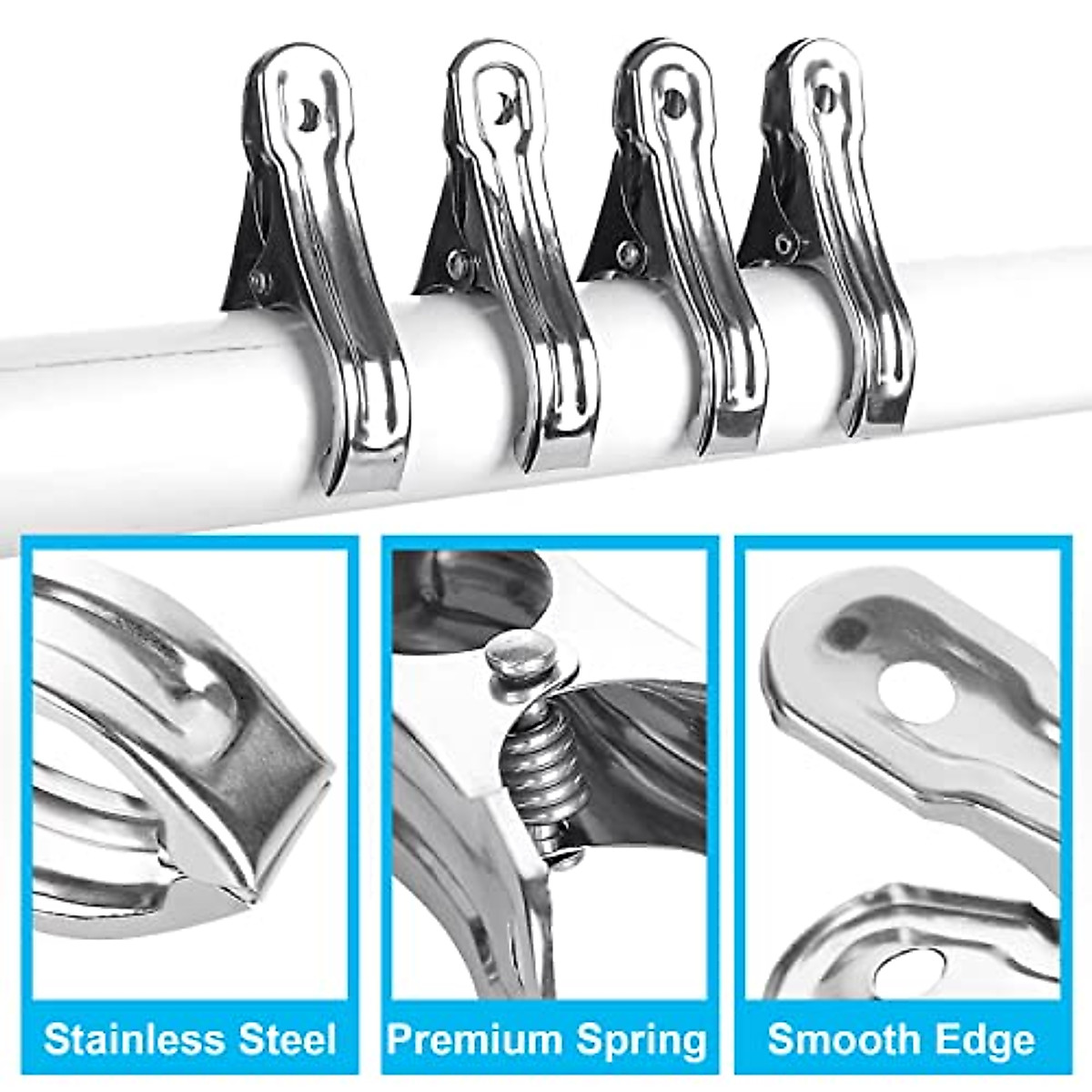 200PCS 2 Inch Garden Clips Heavy Duty Greenhouse Clamps Stainless Steel Greenhouse Clips for Netting, Strong Grip to Hold Down Shade Cloth or Plant Cover on Garden Hoops or Greenhouse Hoops