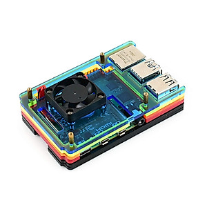 Compatible with Raspberry Pi 4 Case,Colorful Rainbow Acrylic Case with Cooling Fan, 3 PCS Heatsinks for Raspberry Pi 4 Model B