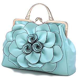 SUNROLAN Women's Evening Clutches Handbags Formal Party Wallets Wedding Purses Wristlets Ethnic Totes Satchel (9156 Blue)