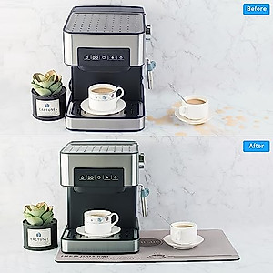 KuLuc Coffee Mat, Coffee Bar Mat, Dish Drying Mat for Kitchen Counter Decor Coffee Station Coffee Bar Accessories under Coffee Maker Coffee Station Organizer Coffee Espresso Accessories Light Gray