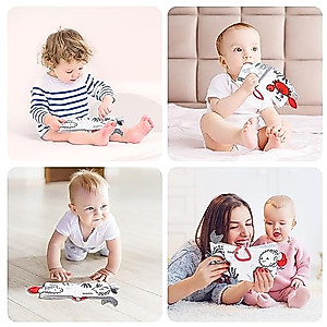 Vicloon Soft Cloth Baby Books, Baby Books 0-6 Months, 3D Black and White High Contrast Soft Cloth Book, Washable Non-Toxic Early Baby Book