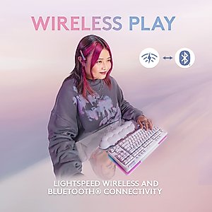 Logitech G715 Wireless Mechanical Gaming Keyboard with LIGHTSYNC RGB, LIGHTSPEED, Tactile Switches (GX Brown), and Keyboard Palm Rest, PC/Mac Compatible - White Mist