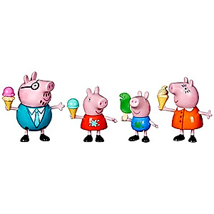 Peppa Pig Family Ice Cream Adventure - 4-Pack Toy Figures with Treats, Ages 3+