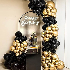 JOYYPOP Black Balloons 110 Pcs Black Balloon Garland Kit Different Sizes 5 10 12 18 Inch Black Balloons for Birthday Graduation Party Decorations