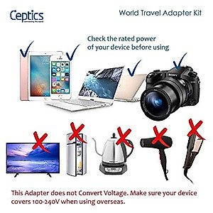 Ceptics South Africa, Botswana Travel Adapter, Universal Socket Plug Accepts Plugs From any Country, Perfect for Cell Phones, Laptops, Chargers and More - 3 Pack