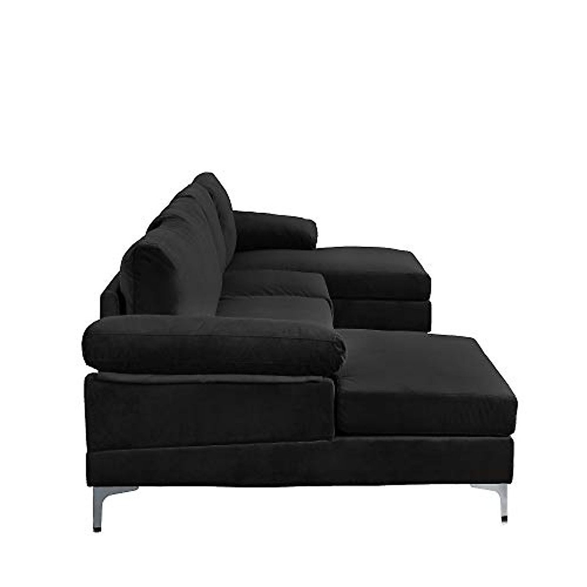 Casa AndreaMilano Modern Large Velvet Fabric U-Shape Sectional Sofa, Double Extra Wide Chaise Lounge Couch