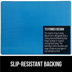 Gorilla Grip Cutting Boards for Kitchen, Set of 5 Durable Mats with Food Icons, Flexible Dishwasher Safe Plastic, Slip Resistant BPA Free Large Mat for Meat, Fish, Vegetables, Chopping Board, Multi