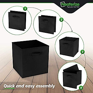 13x13 Large Storage Cubes (Set of 9). Fabric Storage Bins with Dual Handles | Cube Storage Bins for Home and Office | Foldable Cube Baskets For Shelf | Closet Organizers and Storage Box (Black)