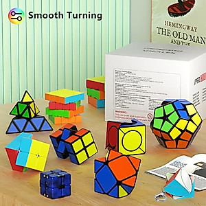 Vdealen Speed Cube Set, Magic Cube Pack of 2x2 3x3 4x4 2x2x3 Pyramid Skewb Dodecahedron Six Spot Infinite Ivy Puzzle Cube Bundle, Christmas Birthday Party Toy Gifts for Kids Teens Adults (10 Pack)