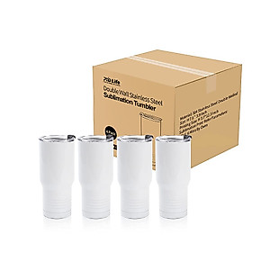 PYD Life Sublimation Tumblers Blanks 22 OZ White Stainless Steel Coffee Travel Car Cups Mugs with Lid for Mug Tumbler Heat Press Machine Printing 4 Pack