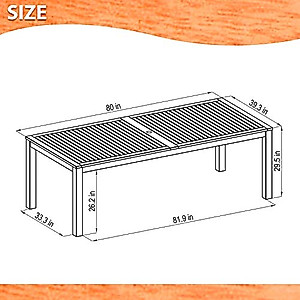 Brampton Patio Brampton Venice 7-Piece Rectangular Dining Set | Light Teak Finish and Grey Chairs | Ideal for Patio and Outdoors