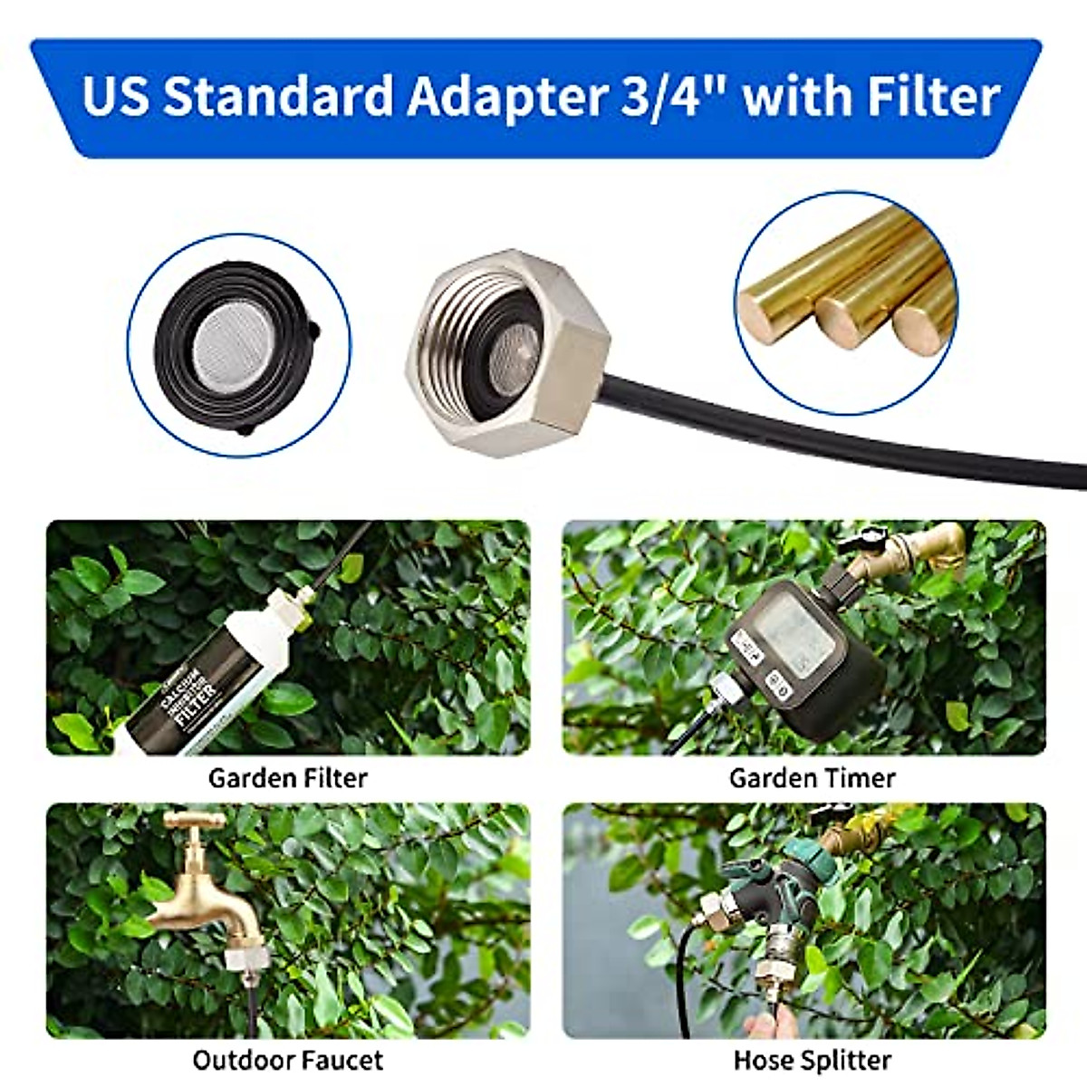 Aomedeelf 82FT Misters for Outside Patio,Outdoor Misting System for Patio,Patio Misters for Cooling Outdoor, 21 Mist Nozzles+3/4" Brass Adapter,Water Mister Outdoor,Outdoor Misters for Patio Garden